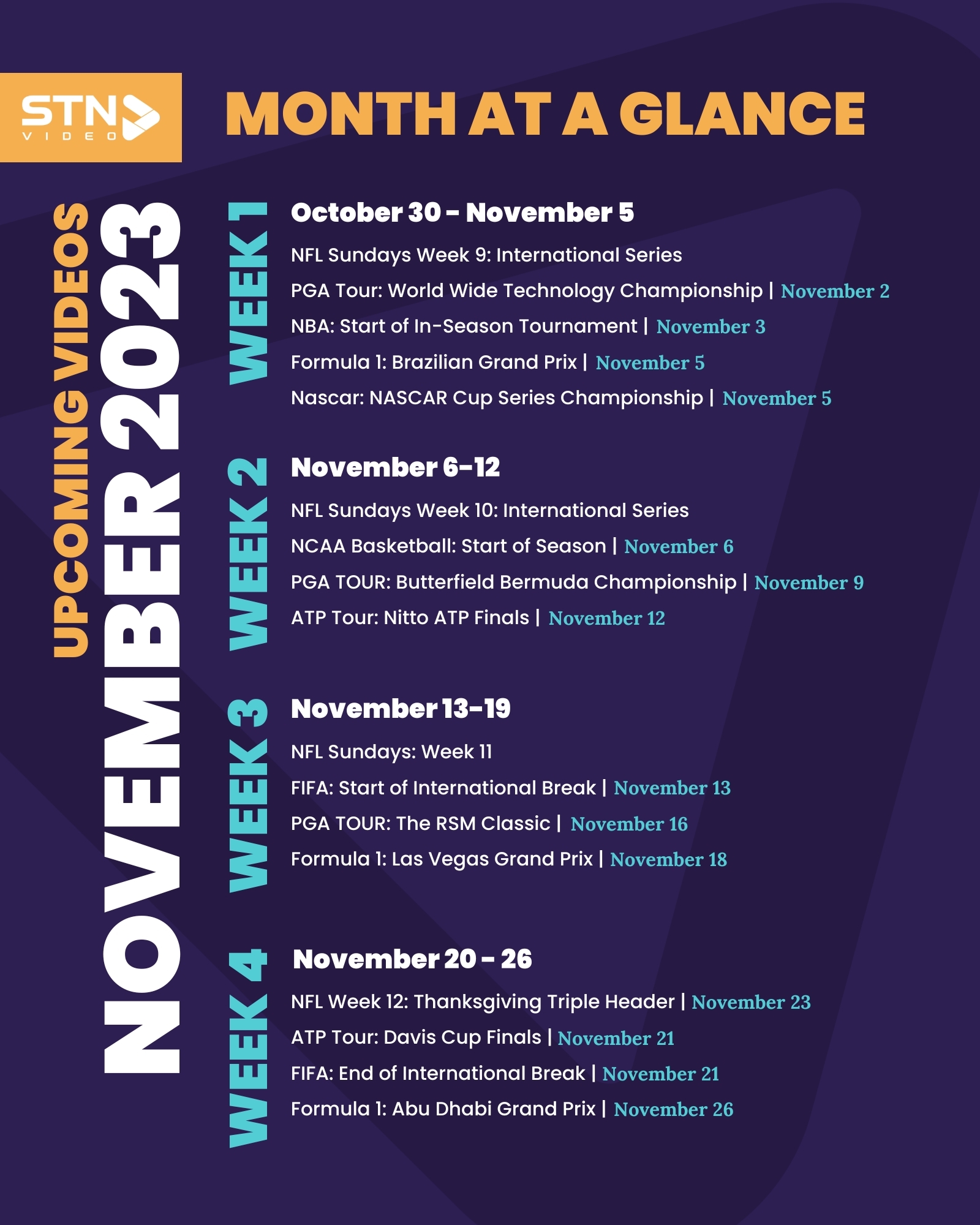 Upcoming Videos: November 2023 - STN Video